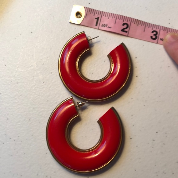 Jewelry | Vintage 8s Red Door Knocker Plastic Hoop Earring | Poshmark